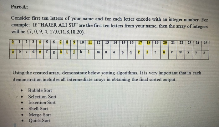Solved Part-A: Consider first ten letters of your name and | Chegg.com