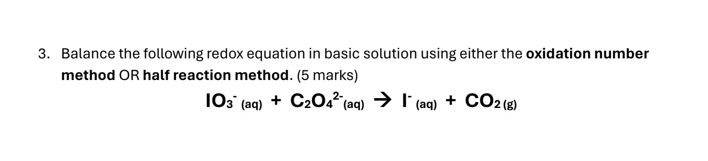 Solved Balance the following redox equation in basic | Chegg.com