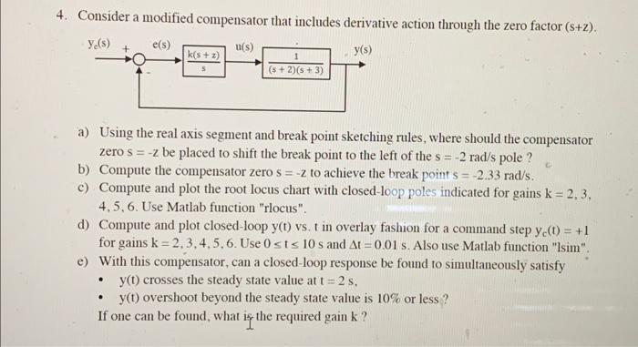 Solved Consider a modified compensator that includes | Chegg.com