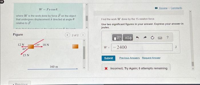Solved W=Fscosθ where W is the work done by force F on the | Chegg.com