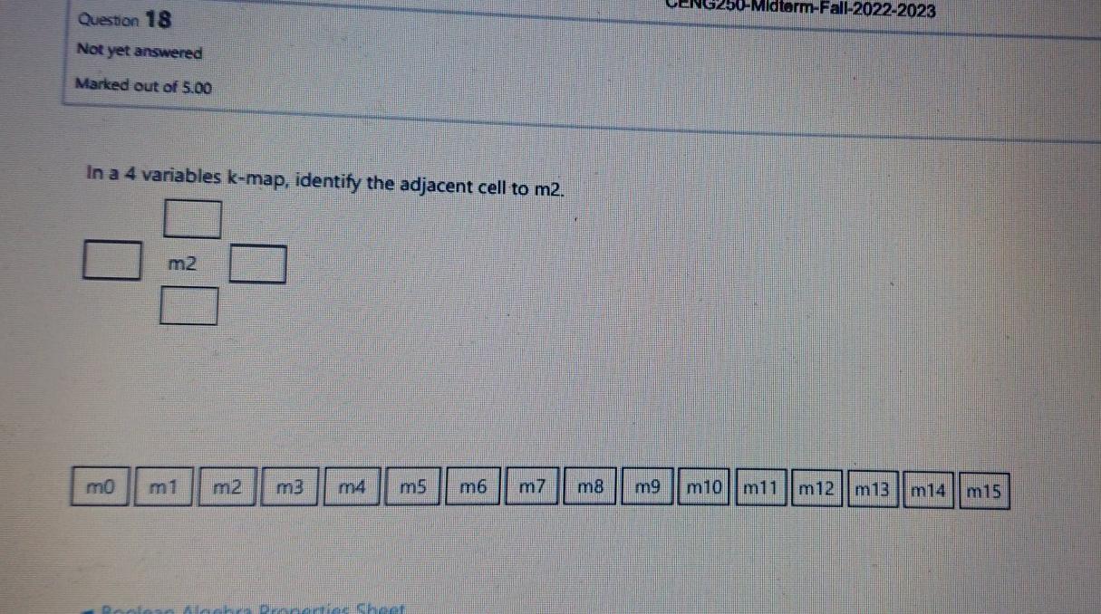 Solved In a 4 variables k-map, identify the adjacent cell to | Chegg.com