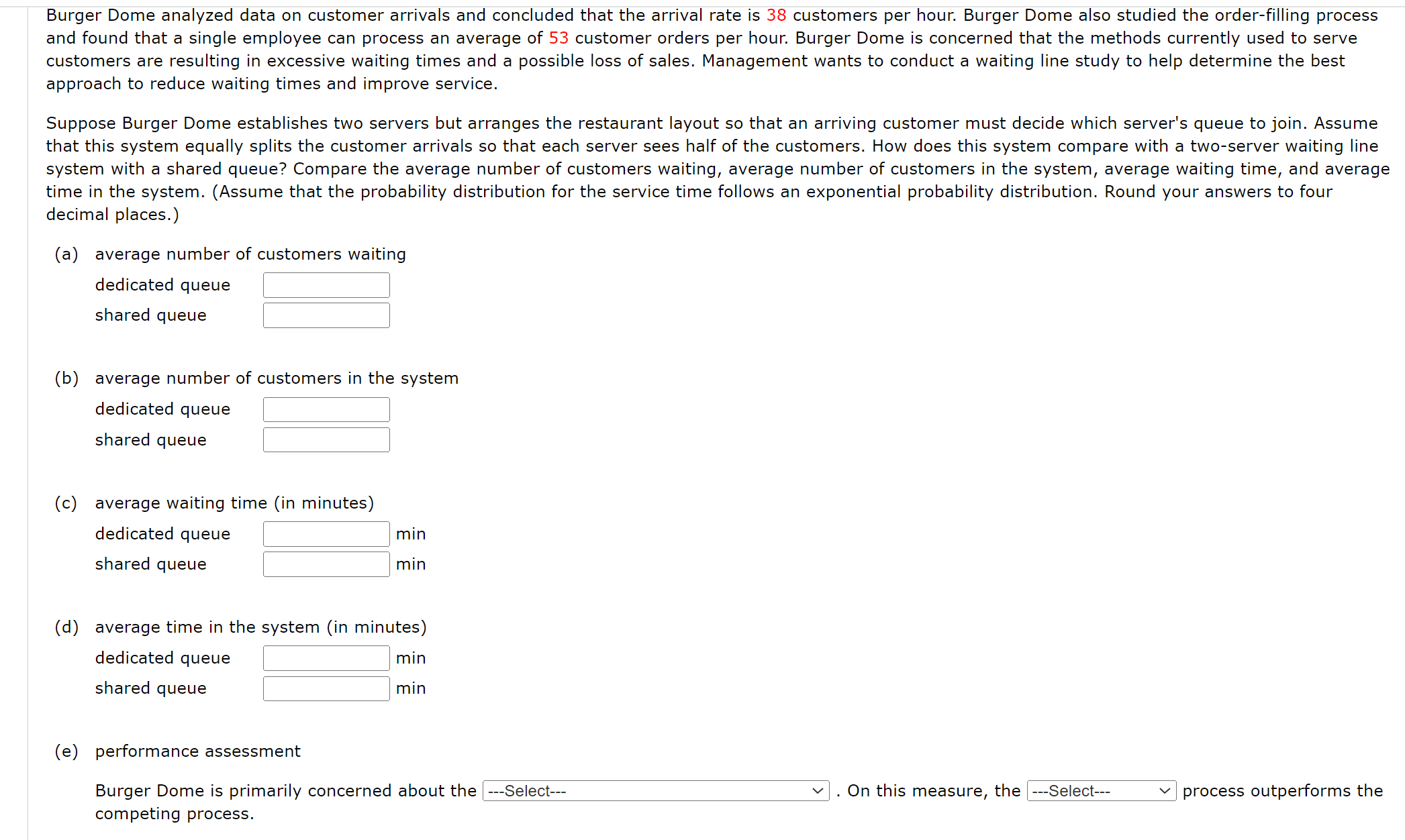 Solved Burger Dome analyzed data on customer arrivals and | Chegg.com