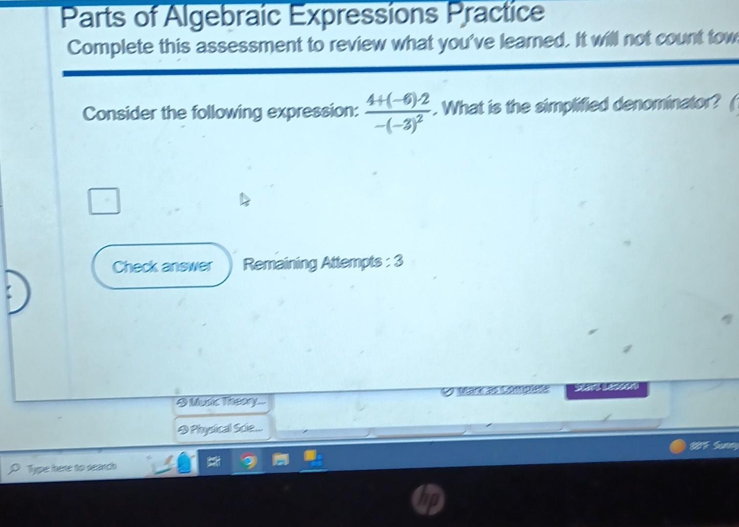 Solved Parts of Algebraic Expressions Practice Complete this | Chegg.com
