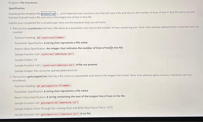 Solved \# CMSC 210 Project 7 Template "Write your code for | Chegg.com