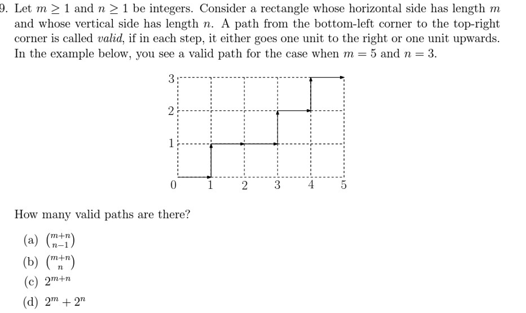 Solved Let m≥1 ﻿and n≥1 ﻿be integers. Consider a rectangle | Chegg.com