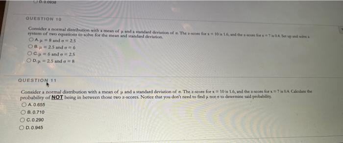 Solved yyutem of rwo cquations to solve for the mean and | Chegg.com