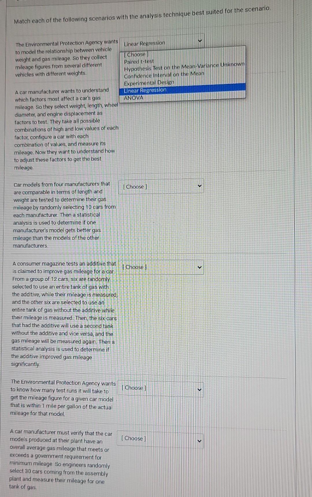 Solved Match each of the following scenarios with the | Chegg.com