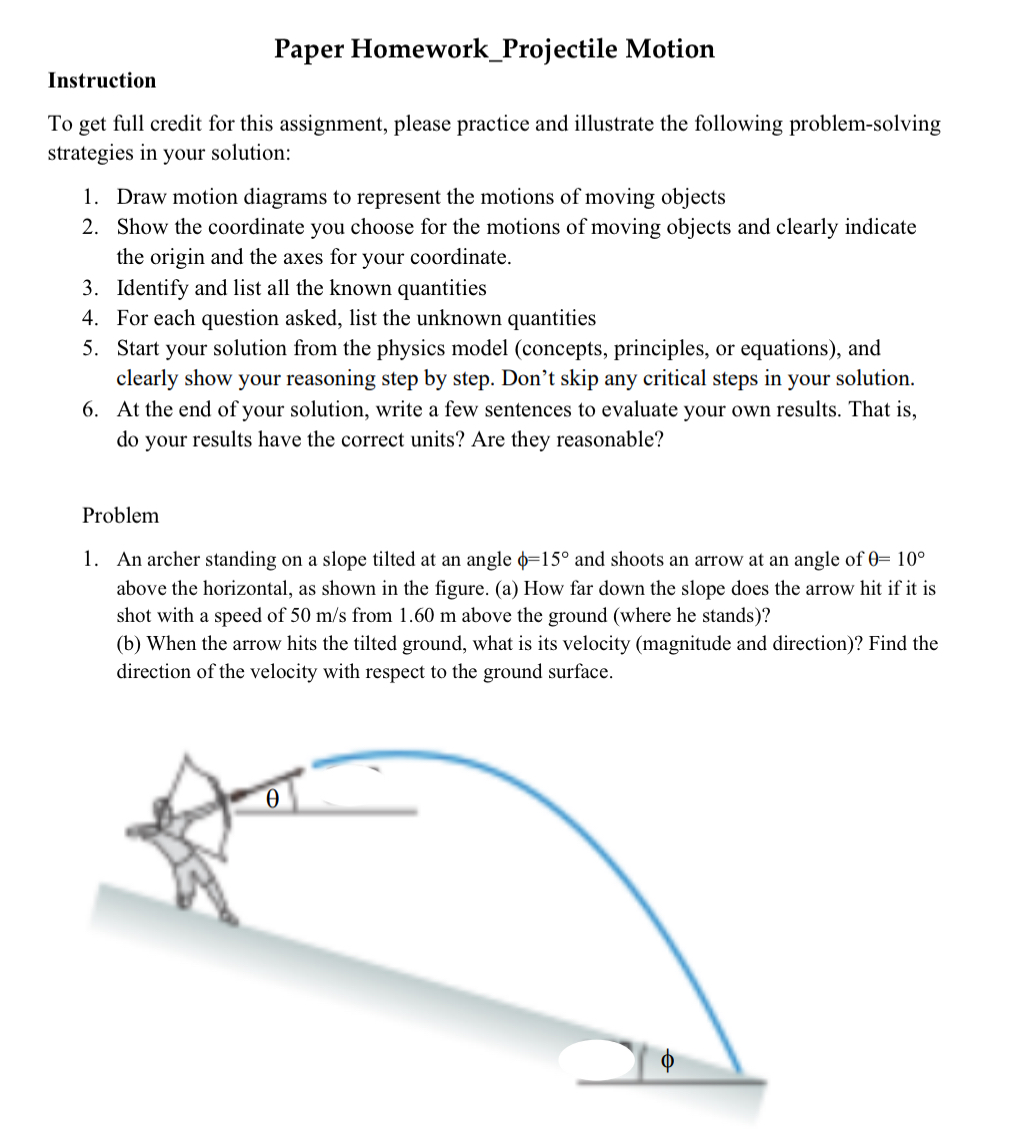Solved Paper Homework_Projectile MotionInstructionTo get | Chegg.com