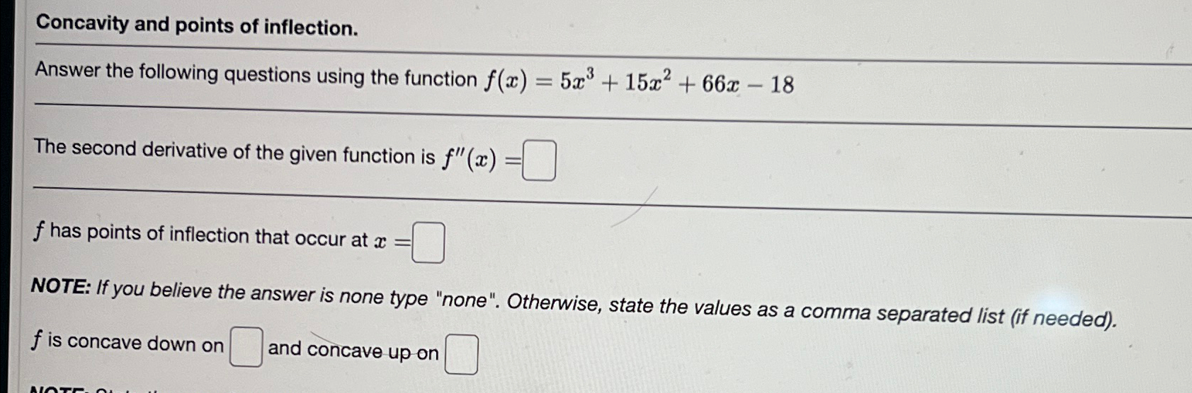 Solved Concavity and points of inflection.Answer the | Chegg.com