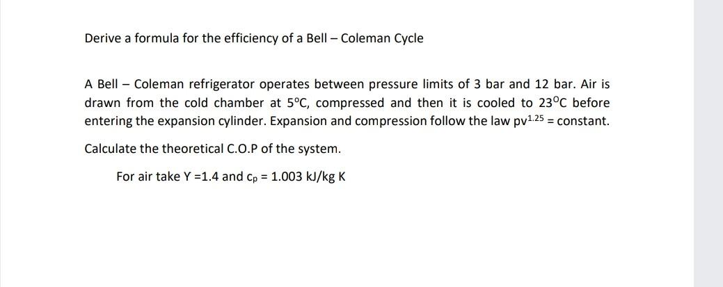Solved Derive a formula for the efficiency of a Bell - | Chegg.com