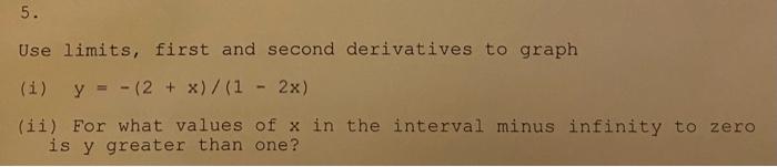 Solved Use limits, first and second derivatives to graph (i) | Chegg.com