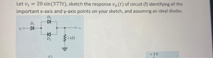 Solved Let v1=20sin(377t), sketch the response vo(t) of | Chegg.com