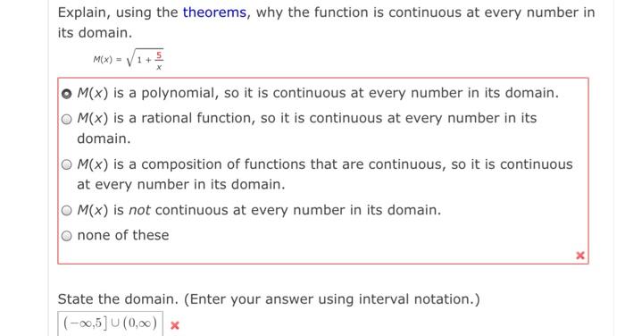 Solved Explain, using the theorems, why the function is | Chegg.com