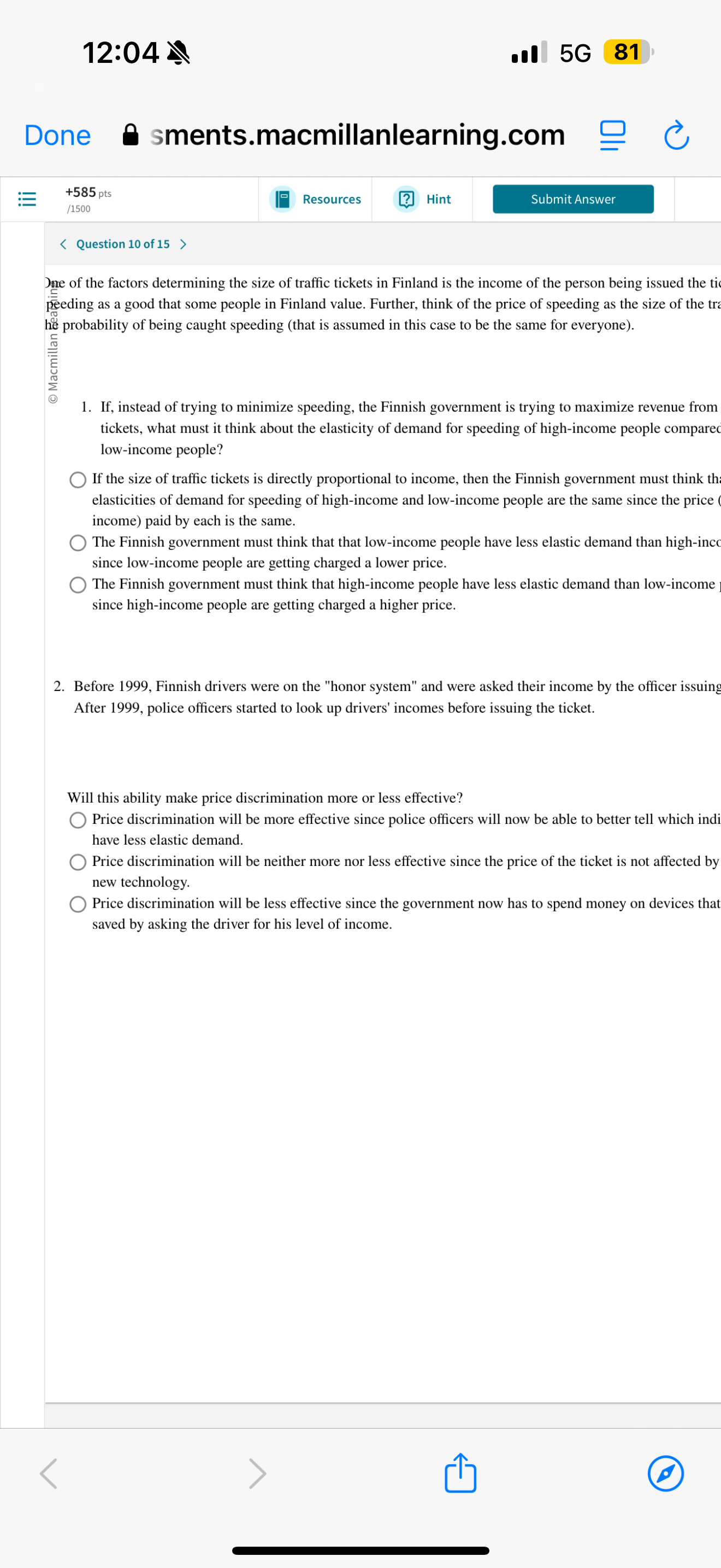 Solved by an EXPERT 12:04.115G81Donesments.macmillanlearning.com+585 | Chegg.com