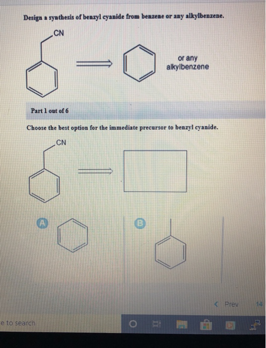 Solved Design a synthesis of benzyl cyanide from benzene or | Chegg.com
