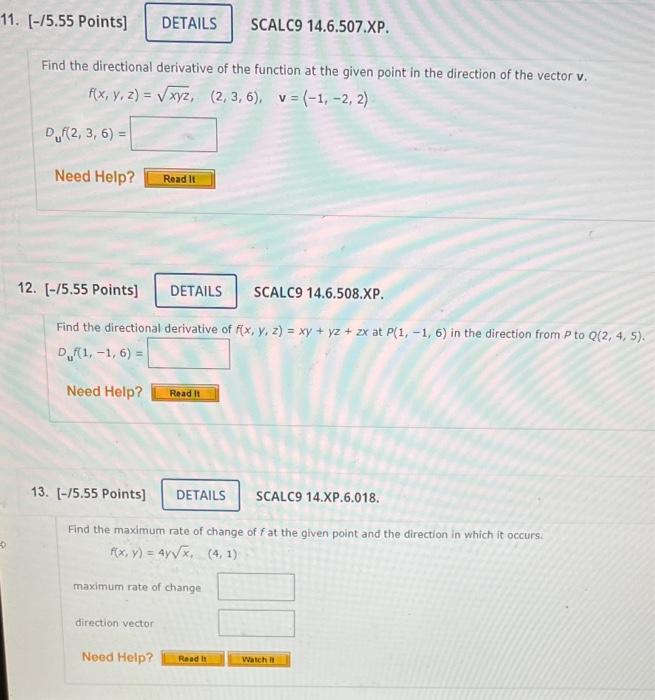Solved [-/5.55 Points] SCALC9 14.6.507.XP. Find the | Chegg.com