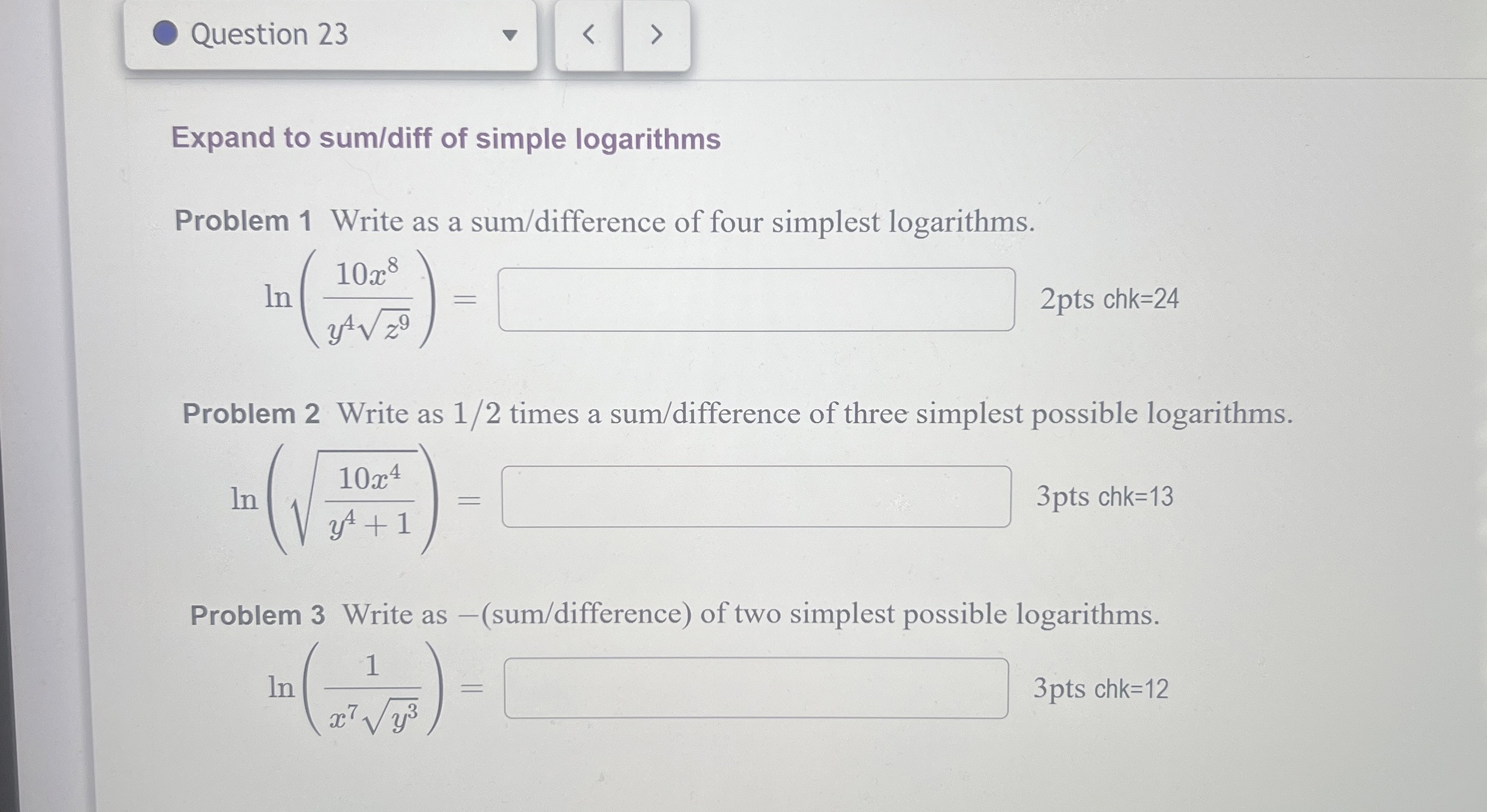 Solved by an EXPERT Question 23Expand to sum/diff of simple | Chegg.com