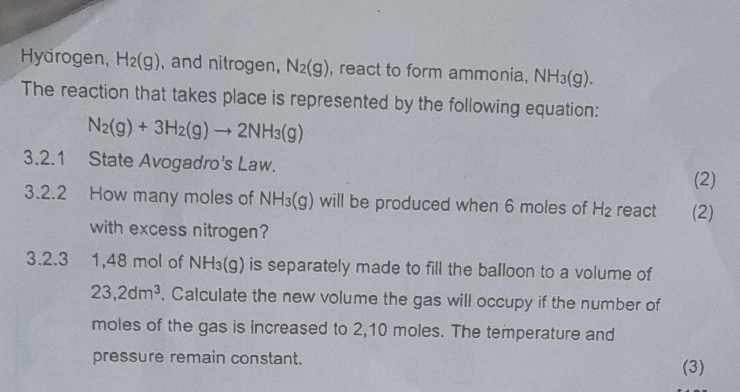 Solved Hyarogen, H2( g), and nitrogen, N2( g), react to form | Chegg.com