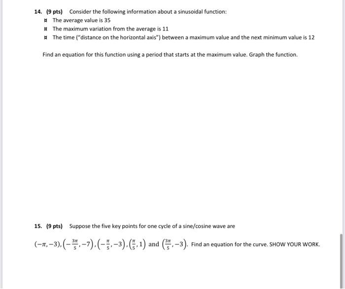 Solved 14. (9 pts) Consider the following information about | Chegg.com