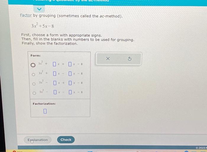 Solved Factor by grouping (sometimes called the ac-method). | Chegg.com