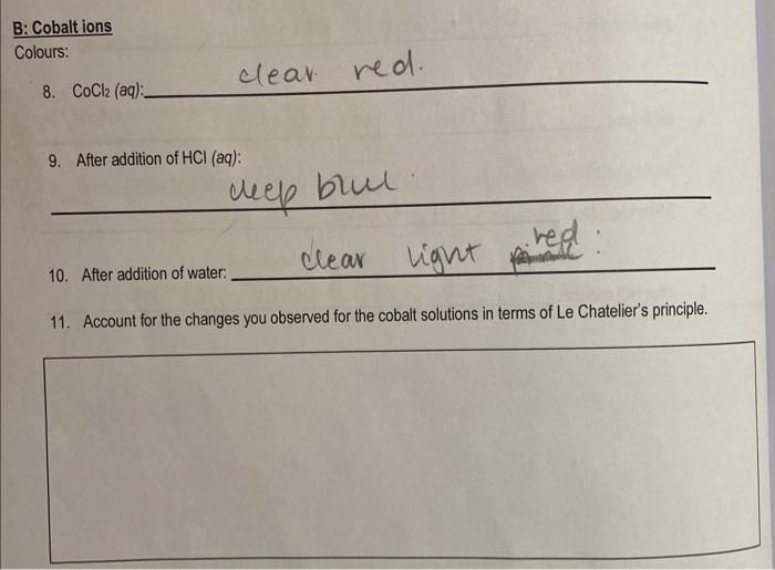 Solved 11. Account for the changes you observed for the | Chegg.com