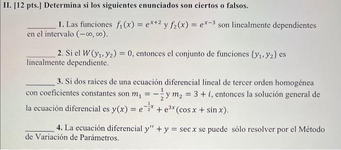 Solved 12 pts.] Determine if the following statements are | Chegg.com