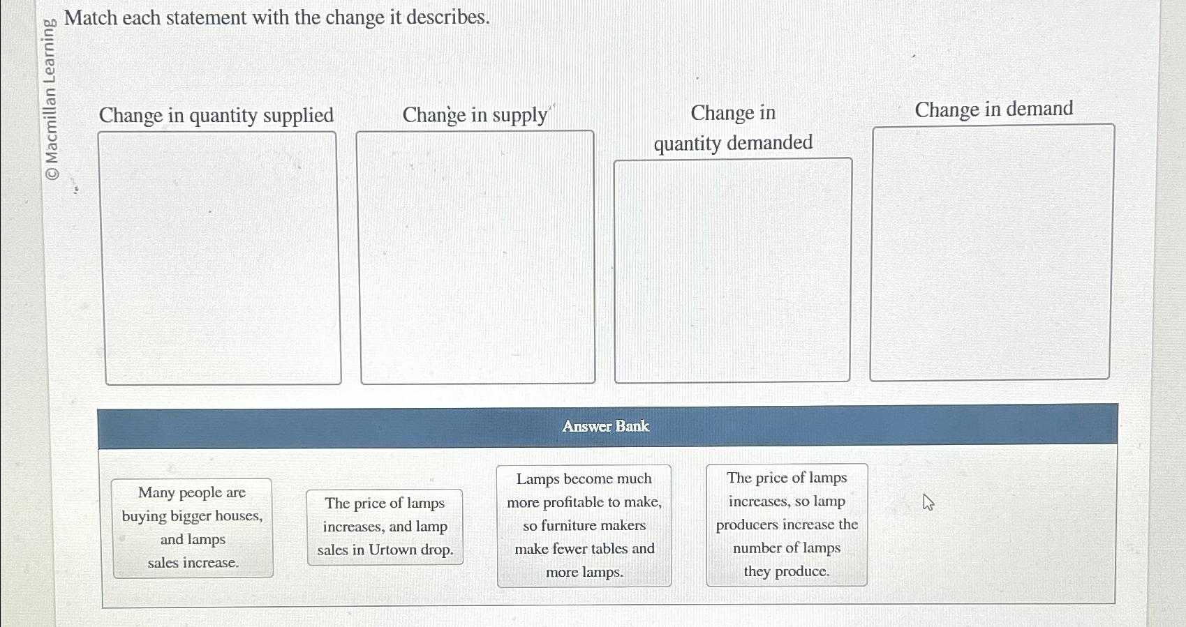 Solved ∞c ﻿Match each statement with the change it | Chegg.com