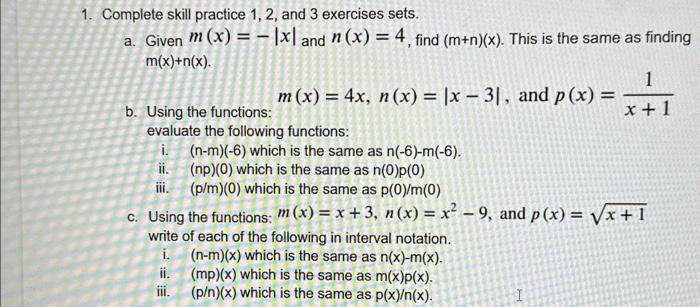 Solved Complete skill practice 1,2 , and 3 exercises sets. | Chegg.com