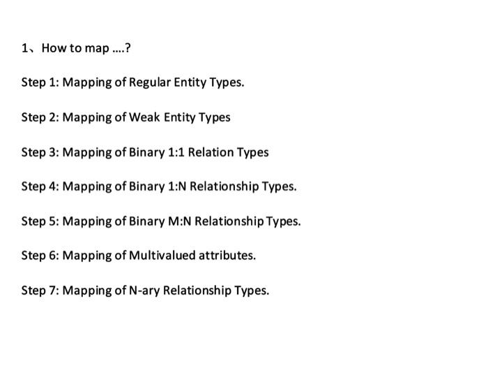1. How to map...? Step 1: Mapping of Regular Entity | Chegg.com