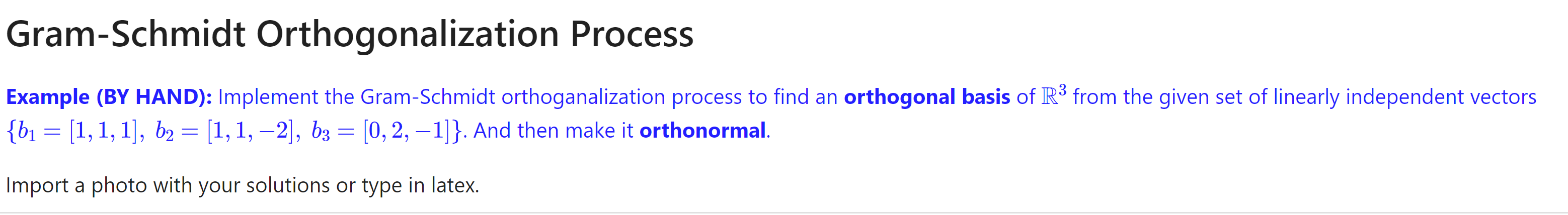 Solved Gram Schmidt Orthogonalization Processexample By