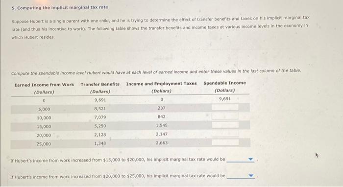 Solved 5. Computing the implicit marginal tax rate Suppose | Chegg.com
