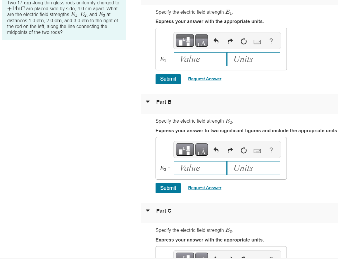 Solved Two 17cm-long thin glass rods uniformly charged | Chegg.com