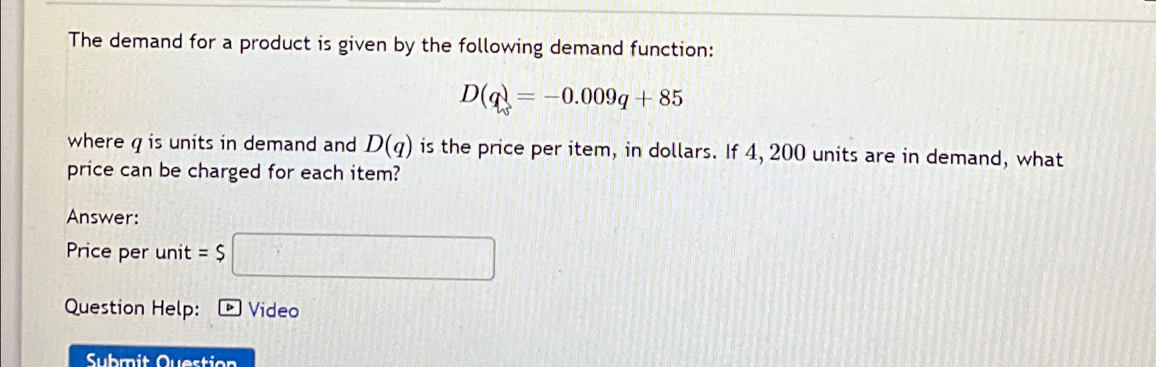 Solved The demand for a product is given by the following | Chegg.com