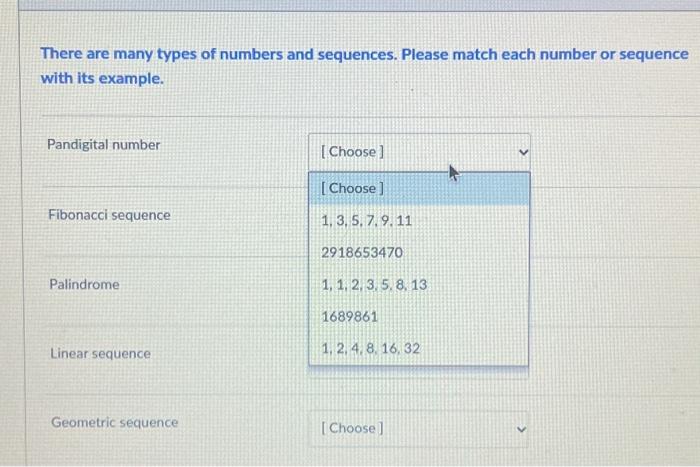 Solved There are many types of numbers and sequences. Please | Chegg.com