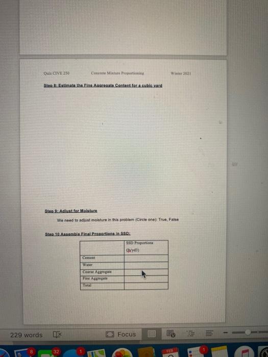Solved Design a concrete mixture in SSD condition that has a | Chegg.com