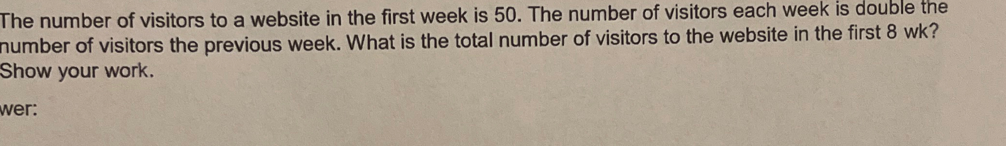 Solved The number of visitors to a website in the first week | Chegg.com