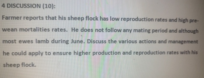 Solved 4 ﻿DISCUSSION (10):Farmer reports that his sheep | Chegg.com