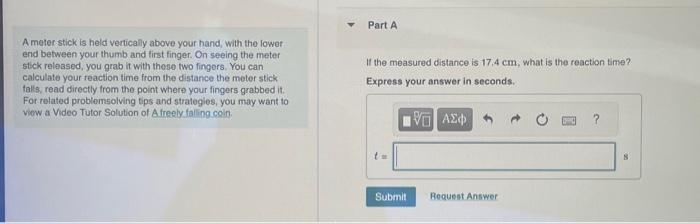 Solved A meter stick is held vertically above your hand, | Chegg.com