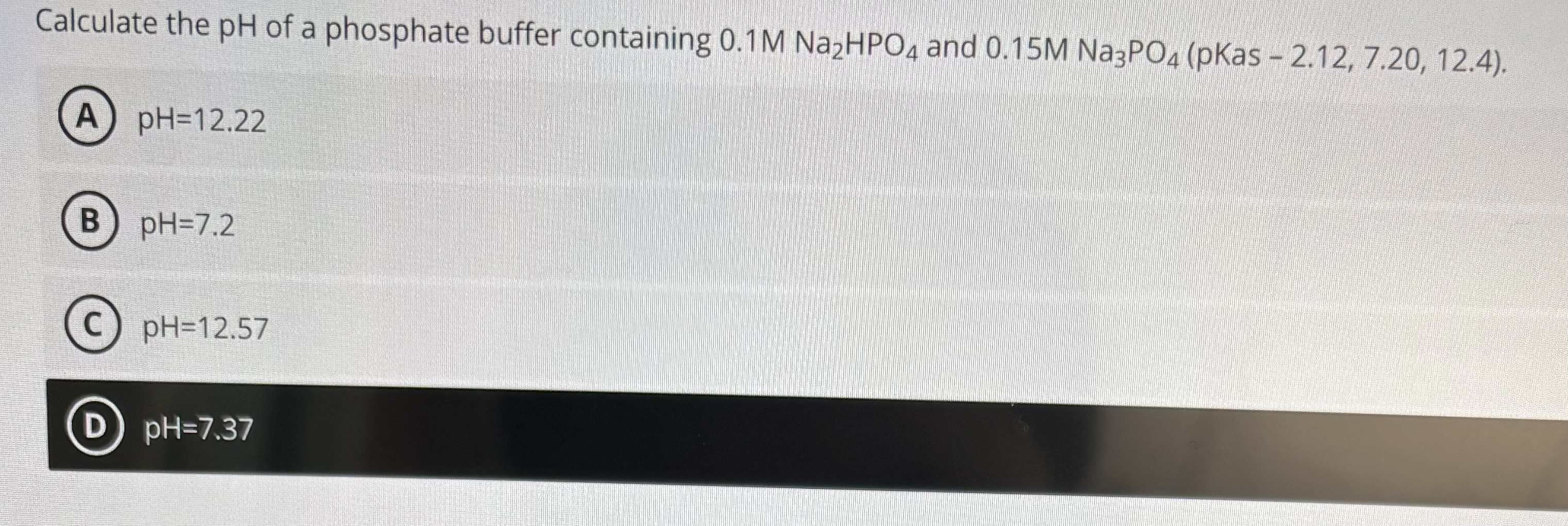 Solved Calculate the pH of a phosphate buffer containing | Chegg.com