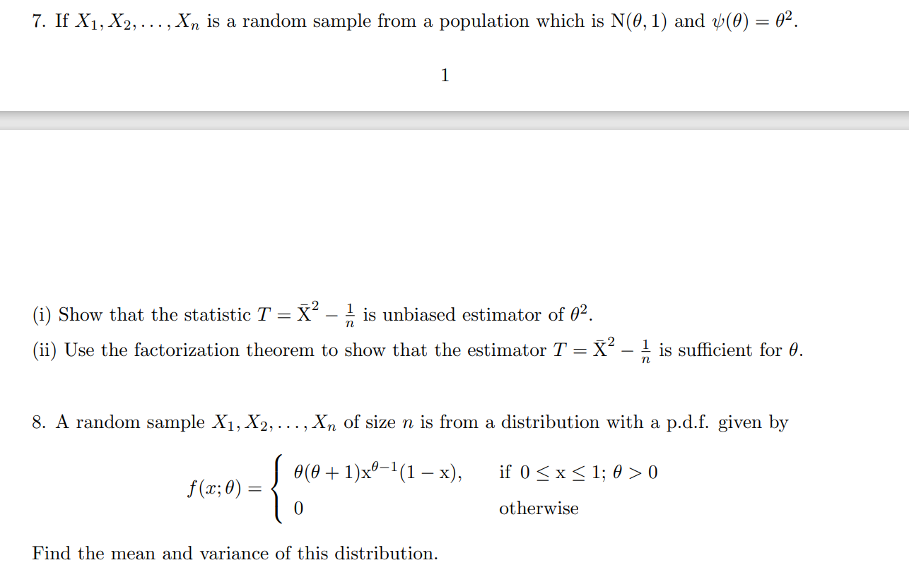 Solved If x1,x2,dots,xn ﻿is a random sample from a | Chegg.com