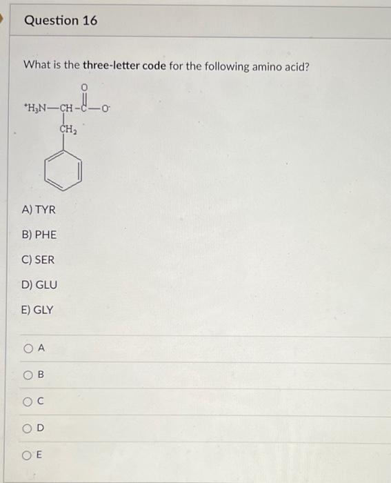 Solved What is the three-letter code for the following amino | Chegg.com