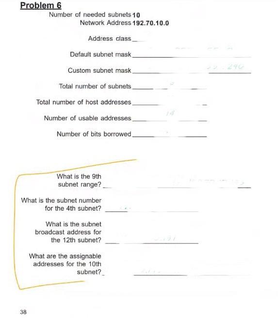 Solved Problem 6 Number Of Needed Subnets 10 Network Address