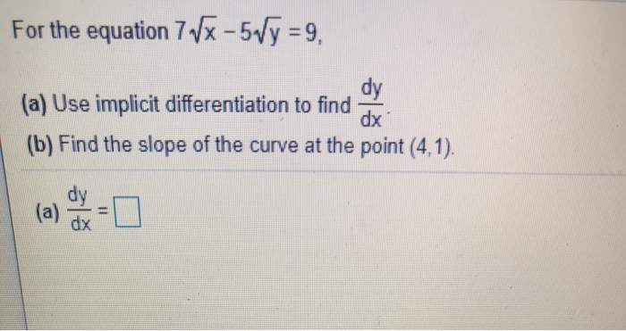 Solved a. Use implicit differentiation to find the | Chegg.com