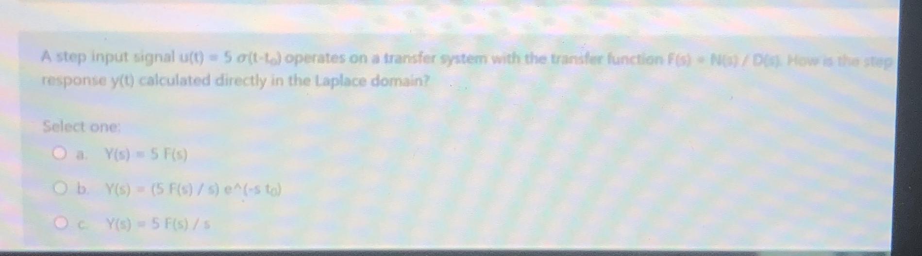 Solved response y(t) ﻿calculated directly in the Laplace | Chegg.com