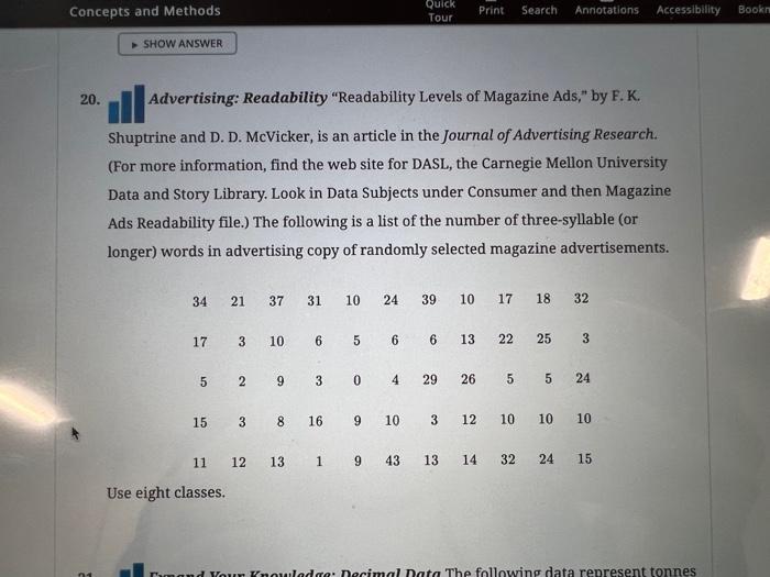 Solved 20. Advertising: Readability "Readability Levels of | Chegg.com