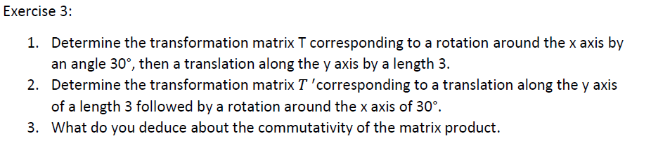 Solved Exercise 3:Determine the transformation matrix T | Chegg.com