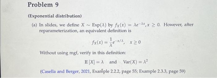 Solved (Exponential distribution) (a) In slides, we define | Chegg.com