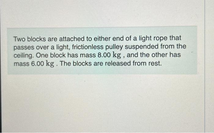 Solved Two blocks are attached to either end of a light rope | Chegg.com