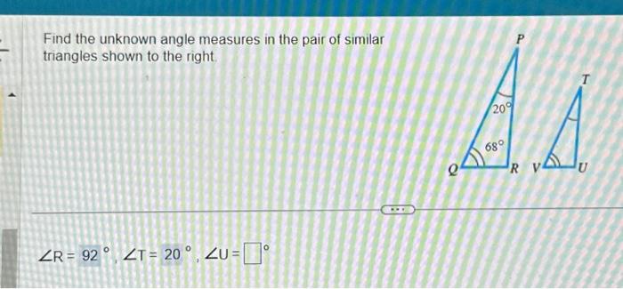 Solved Find the unknown angle measures in the pair of | Chegg.com