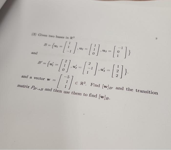 Solved (2) Find bases for the null space and the row space | Chegg.com